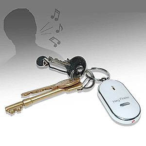 Whistle Key Finder LED Flashing Beeping Sound Remote Anti-Lost Key Finder Item Locator Keyring for Keys, Wallets, Bags, Luggage and More Pink
