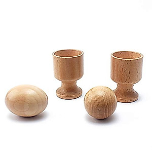 DANNI Montessori Exercise Ball and Egg Cup Set, Wooden Object Fitting Toy for Coordination, Early Education, Kids Basic Life Skills Practice, 2 Pieces