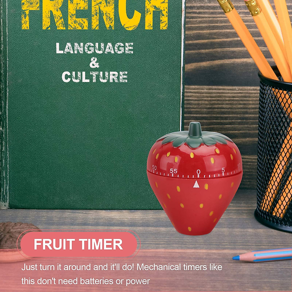 Cabilock Rotating Alarm Timer Cooking Timer Mechanical 1pc Strawberry Timer Boiled Eggs Clock Plastic Outside to Rotate Digital Clocks Egg Decorating