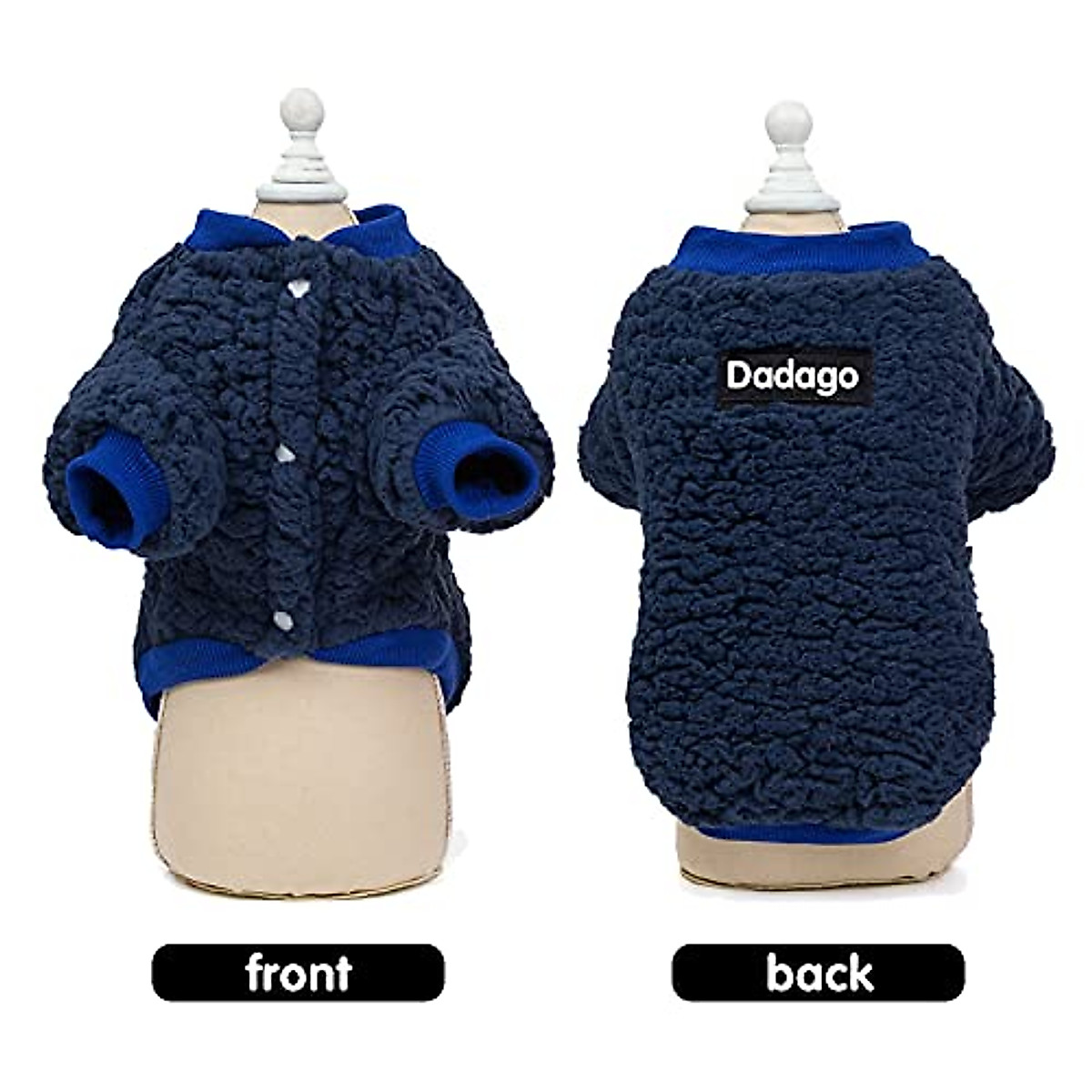 Small Dog Sweater Cat Puppy Winter Warm Coat Pet Cold Weather Cozy Fleece Clothes Cute Pullover Sweater for Small Dogs Girl Boy (Medium, Blue)