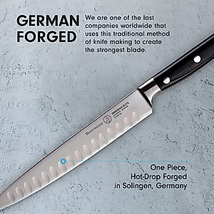 Messermeister Meridian Elite 8” Kullenschliff Carving Knife - Fine German Steel Alloy Blade - Rust Resistant & Easy to Maintain