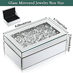 Kenning Luxury Silver Crushed Diamond Glass Mirrored Mirrored Jewelry Box Organizer Storage for Women Jewelry Ring Luxury Organizer Box