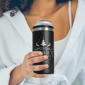 Craft Express Skinny Can Cooler Tumbler Bulk- Double Wall Vacuum Insulated Can Holder for 12 OZ Slim Beer Can - Engraved Stainless Steel Powder Coated Can Cooler Insulator for Xtool - Black 4 Pack