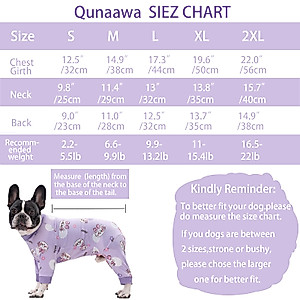 Qunaawa Dog Recovery Suit for Surgery Small Medium Dogs Onesie, Cute Soft Dog Pajamas Bodysuit Cone Alternative Prevent Licking Dog Recovery Suit Female Male (X-Large, Cat Purple)