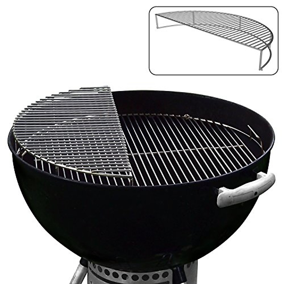 GRILLVANA The Original 'Upper Deck' Stainless Steel Grilling Warming Smoking Rack Charcoal Grill Grate- For Use with 22 Inch Kettle Grills- Charcoal Grilling Accessories and Grill Tools Grill Rack