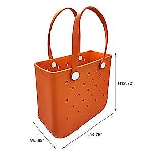Beach Bag, Waterproof Open Tote Bag, Easy To Clean EVA Beach Bag With Holes for the Beach Boat Pool Sports Shopping (Orange)