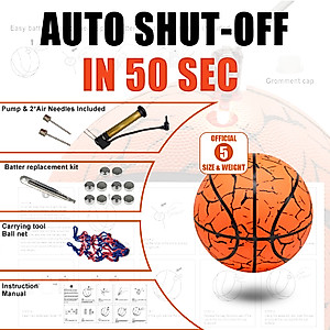 RUNIGHT Light Up Basketball - Extra Pump and Net - Official Size 5 - Great Glow in The Dark with 2 LED Lights and Pre Batteries- Youth Balls Gift for Kids,Teen Boys and Girls for Night Game