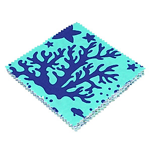 Soimoi Beach Ocean Print Precut 5-inch Cotton Fabric Quilting Squares Charm Pack DIY Patchwork Sewing Craft- Blue