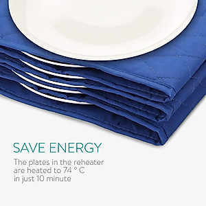Navaris Electric Plate Warmer - 10 Plate Blanket Heater Pockets for Warming Dinner Plates to 165 Degrees in 10 Minutes - Thin Folding Design - Blue