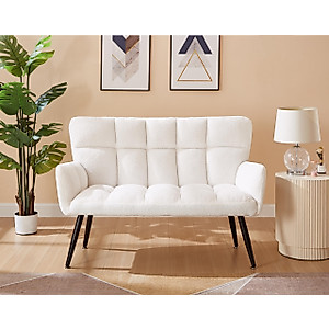 Holaki Loveseat Sofa, 52'' Small Couch Love Seat Couches with Quilted Back 2-Seater Settee for Small Spaces,Bedroom,Living Room(Beige)