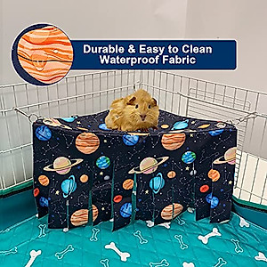 FULUE Guinea Pig Hideout, Corner Fleece Forest Hideaway for Guinea Pigs, Ferrets, Chinchillas, Rats, Bunny & Other Small Animals Without Metal Fences(Black)