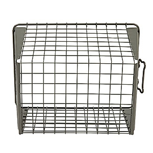 Spectrum Diversified Macklin Basket Steel Storage Bin Bone Design, Pet Accessory Organizer with Rust-Resistant Finish, Dog Toy Organization & Storage, Medium, Industrial Gray