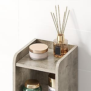 Hzuaneri Bathroom Storage Cabinet, Corner Floor Cabinet with Doors and Adjustable Shelf, Narrow Toilet Paper Cabinet, Bathroom Organizer for Small Spaces, Greige BC19705X