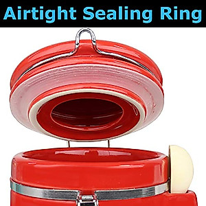 Blue Donuts 33 Oz Ceramic Airtight Jar, Ceramic Airtight Food Storage Containers, Ceramic Kitchen Canisters, 975 ML Airtight Jar, Flour Jar with Lid, Airtight Food Storage Containers for Pantry, Red