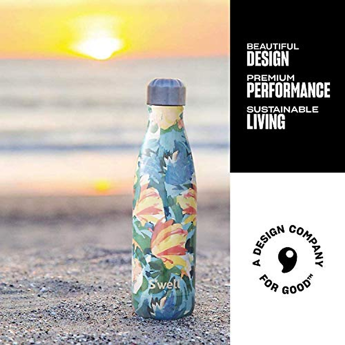 S'well Stainless Steel Bottle-17 Fl Oz-Eden-Triple-​ Layered Vacuum-Insulated Containers Keeps Drinks Cold for 41 Hours and Hot for 18-with No Condensation-BPA Free Water Bottle, 17oz