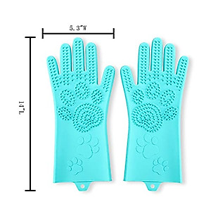 Srtood Pet Grooming Magic Gloves, Dog Cat Bathing Shampoo Brush, Silicone Hair Removal Gloves with Thick High Density Teeth for Bathing and Messaging, Double-Side Scrubbing Gloves for Shedding