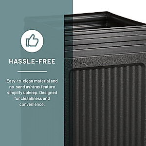 Safco Products Canmeleon Outdoor/Indoor Recessed Panel Trash Can with Ash Urn 9474BL, Black, Decorative Fluted Panels, Stainless Steel Ashtray, 15 Gallon Capacity