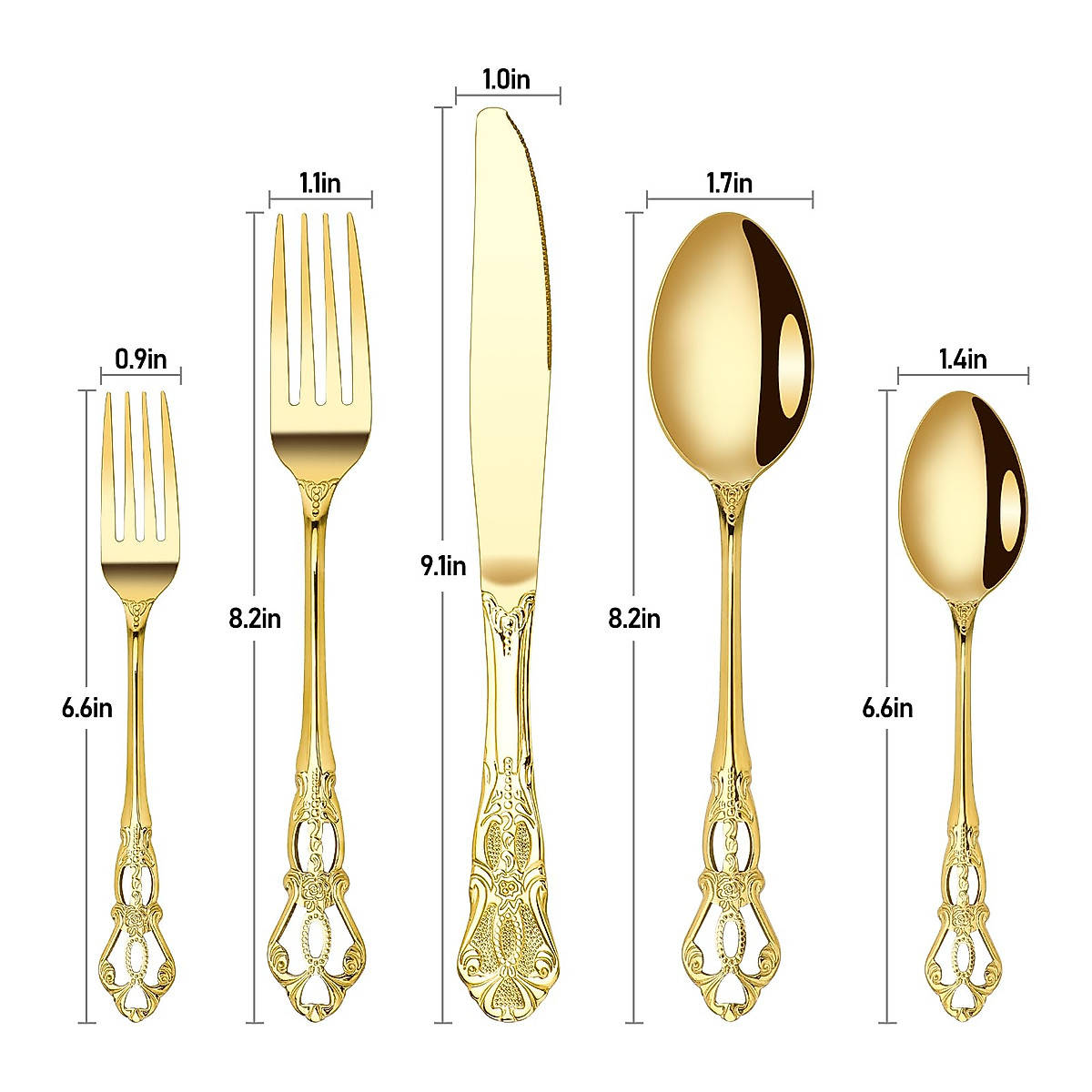 20 Piece Silverware Set Service for 4,Premium Stainless Steel Flatware Set,Mirror Polished Cutlery Utensil Set,Durable Home Kitchen Eating Tableware Set (Golden)