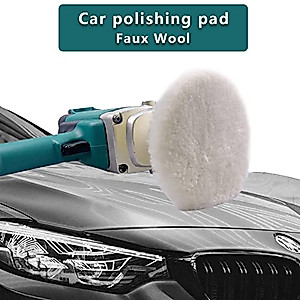 Ziciner 4 PCS Wool Polishing Buffing Pad, Polishing Buffing Wheel for Drill Buffer Attached with M14 Drill Adapter, Universal Accessories for Car Motorcycle Refrigerator Furniture Glass (6 Inch)