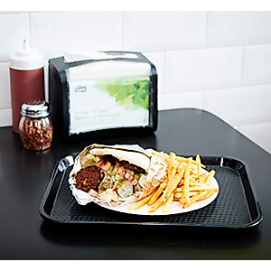 Fast Food Tray 12 x 16 Black Rectangular Polypropylene Serving Tray for Cafeteria, Diner, Restaurant, Food Courts