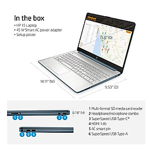 HP [Windows 11 Pro] 15 15.6" Full HD Business Laptop, AMD 6-Core Ryzen 5 5500U (Beat i7-1160G7), 12GB RAM 256GB PCIe SSD, Fast Charge, Wi-Fi 5, Bluetooth 4.2, HDMI, 9.5 Hours Battery Life, w/ Battery