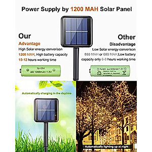 Flacchi Solar Fairy Lights Outdoor Waterproof - 2 Pack 39 ft 100 LED 8 Modes Solar String Lights for Patio Garden Yard Party Wedding Warm White