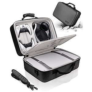 Glamgen Carrying Case for PS5 Travel Case for Playstation 5 Console PS5 Games Gaming Headset Console Dock and Accessory Organizer
