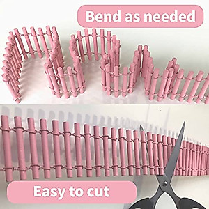 Mini Fence, 31" Long, 2" High, Miniature Fence for Crafts, Halloween Fencing, Picket Fence Panels, Fairy Garden Accessories Outdoor, Haunted House Figurine, Halloween Village, 1 Pack, Pink