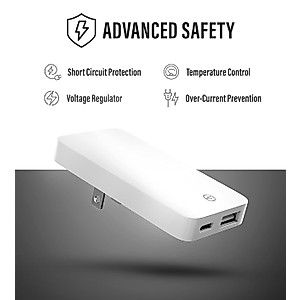 Type C Flat Wall Charger, Galvanox Ultra Slim (Multi-Port Power Adapter) for iPhone 11/12/13 iPhone 14 Pro/Max and Samsung Galaxy Models, 20W Fast Charging Outlet Plug - 3 Pack (Dual USB-C USB-A)