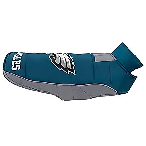 NFL Philadelphia Eagels Puffer Vest for Dogs & Cats, Size Small. Warm, Cozy, and Waterproof Dog Coat, for Small and Large Dogs/Cats. Best NFL Licensed PET Warming Sports Jacket