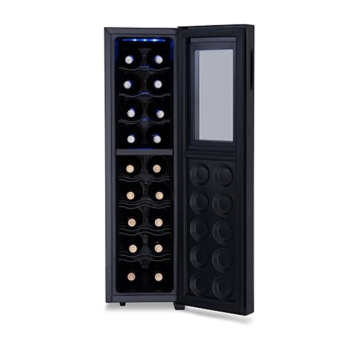 NewAir Shadow-T Series 18 Bottle Thermoelectric Wine Fridge, Dual Temperature Zones, Countertop Wine Refrigerator, Mirrored Compact Wine Cellar, Double-Layer Glass Door Cooler, Vibration-Free