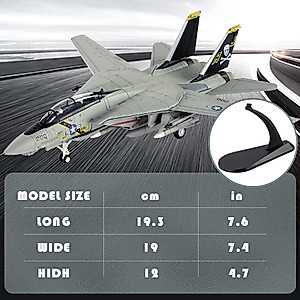 HANGHANG 1/100 F14 Tomcat Model Skeleton Fighter（Foldable Wings） Attack Plane Diecast Military Models Metal Airplane Models for Collection or Gift