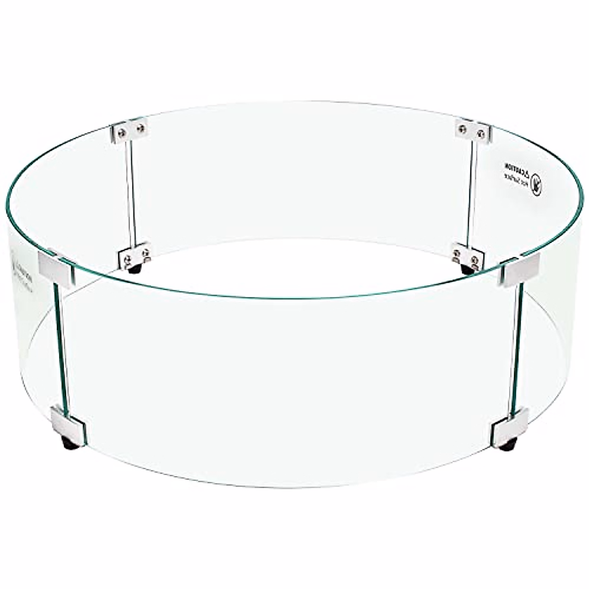 Apromise Fire Pit Wind Guard - 23" x 7" Fire Pit Glass Wind Guard for Round Fire Pit Table | 1/4-Inch Thickness Tempered Glass & Hard Aluminum Corner Brackets
