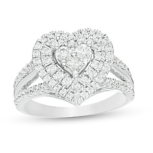 CTIEIP 10K 14K 18K Gold Natural Diamond Heart Engagement Rings for Women,Diamond Heart Anniversary Promise Ring with Engraved Name(G-H Color, I2-I3 Clarity) (SOLITAIRE 3)