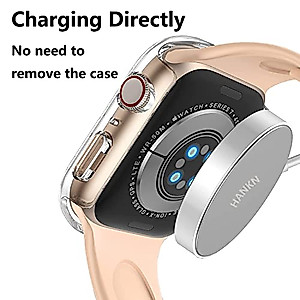 HANKN 2 Pack Clear 40mm Case Compatible with Apple Watch Series 6 5 4 SE 40mm Tempered Glass Screen Protector Case, Full Coverage Hard Pc Shockproof Iwatch Cover Bumper (Clear+Clear, 40mm)