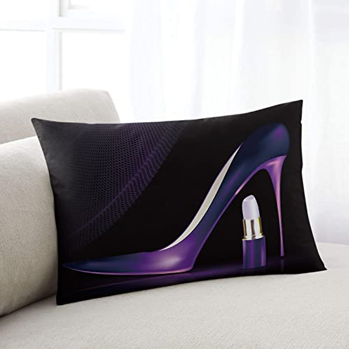 Maliyand Body Pillow Covers,Purple Lipstick and High Heel Black Decorative Pillow Cover Pillow Case Cushion Cover for Bed Sofa Couch Home Decor 20"x30"