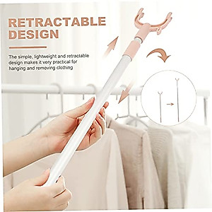Zerodeko Retractable Clothes Rail Outdoor Clothing Adjustable Hitch Plastic Hanger Household Clothes Forks Garment Hook Reach Pole Closet Rods for Hanging Clothes Simple Pole for Clothes