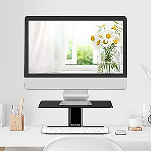 BoYata Monitor Stand, Adjustable Monitor Riser Metal Computer Stand Compatible with TV, PC, Laptop, Computer, iMac, and All Screen Display-Black