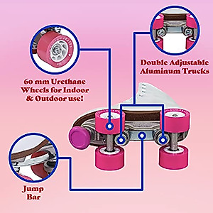 Chicago Women's and Girl's Classic Roller Skates - Premium White Quad Rink Skates