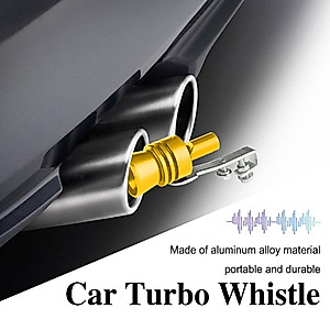 2PCS Car Turbo Whistle, Aluminum Alloy Universal Turbo Whistle, XL Size Aluminum Alloy Universal Turbo Sound Exhaust Muffler Pipe Whistle Car Roar Make (Gold)