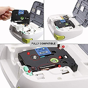 Freshworld Compatible Glitter Label Tape Replacement for Brother P-touch TZ 12mm 0.47Inch Laminated Starry Rainbow Embellish Tape(Clear/White/Red/Blue/Yellow/Green),for PT-D210 PT-D400 Label Maker, 6P