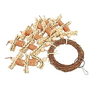 Wooden Chew Toys Wood Bird Chewing Toy Bird Swing Chewing Toy Corn Cobs Climbing Exercising Parakeets Perch Bite Toy for Budgies Lovebirds Bird Swing Chewing Toy