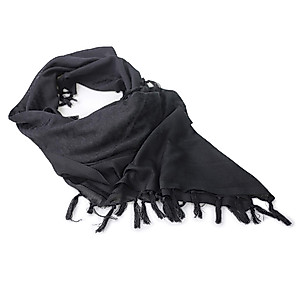 Luxns Military Shemagh Tactical Desert Scarf / 100% Cotton Keffiyeh Scarf Wrap for Men And Women/Black 43"x43"