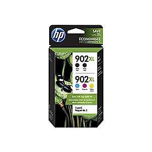 HP 902Xl (6Za01an) Ink Cartridges (Cyan Magenta Yellow Black) 5-Pack in Retail Packaging