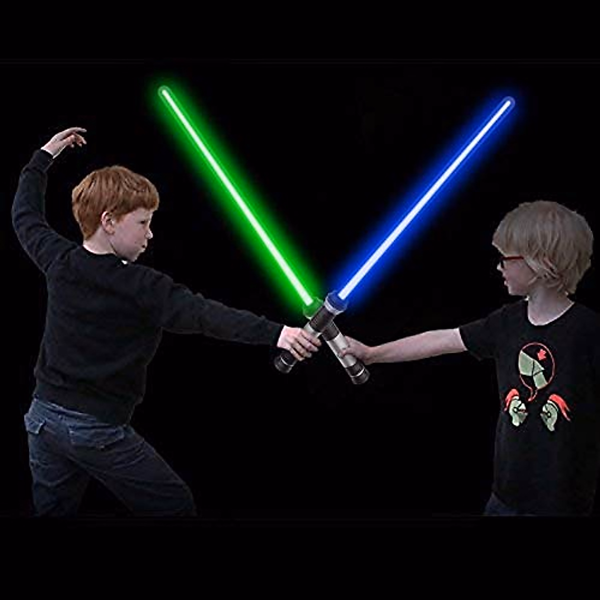 Beyondtrade 2-in-1 Lightsabers for Kids Anti-Breaking LED Light up Sword FX Dual Saber with Sound (Motion Sensitive) for Galaxy War Fighters Halloween Costume Accessories Xmas Presents