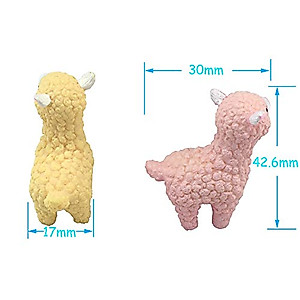 HoneyToys 2pcs Resin Mini Alpacas, Miniature Figurines, Fairy Garden Accessories, Fairy Garden Supplies, Fairy Garden Animals for Fairy Garden, Plant Pots, Bonsai Craft Decor