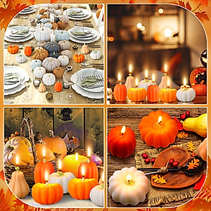 Conelist 8 Pcs Fall Pumpkin Shaped Candles Thanksgiving Scented Candles Pumpkin Tealight Candles Home Decor Handmade Soy Wax White Orange Candles for Home Table Bedroom Bathroom Decorations Party