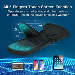 MOUNT TEC Explorer 3 Rechargeable Electric Battery Heated Ski Glove Mitten Snowboard Gloves for Women & Men Heated Gloves Mitten for Hunting Fishing Hiking (Black, XS)