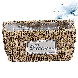 Hemoton Woven Hamper Basket with Handles Wicker Seagrass Belly Basket Wicker Flower Basket with Handle Wicker Hamper Baskets for Gifts Flower Pot Indoor Flower Girl Storage Basket Bamboo
