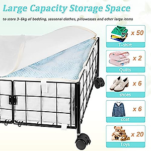 Olpchee Underbed Storage Box with Wheels, Rolling Underbed Storage Containers 12Gallon Large Capacity Storage Bin for Clothing Quilts Bedding Blankets Shoes (White)